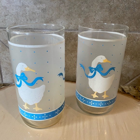 Libbey | Dining | Vintage Libbey Goose Blue Ribbon Tall Drinking ...